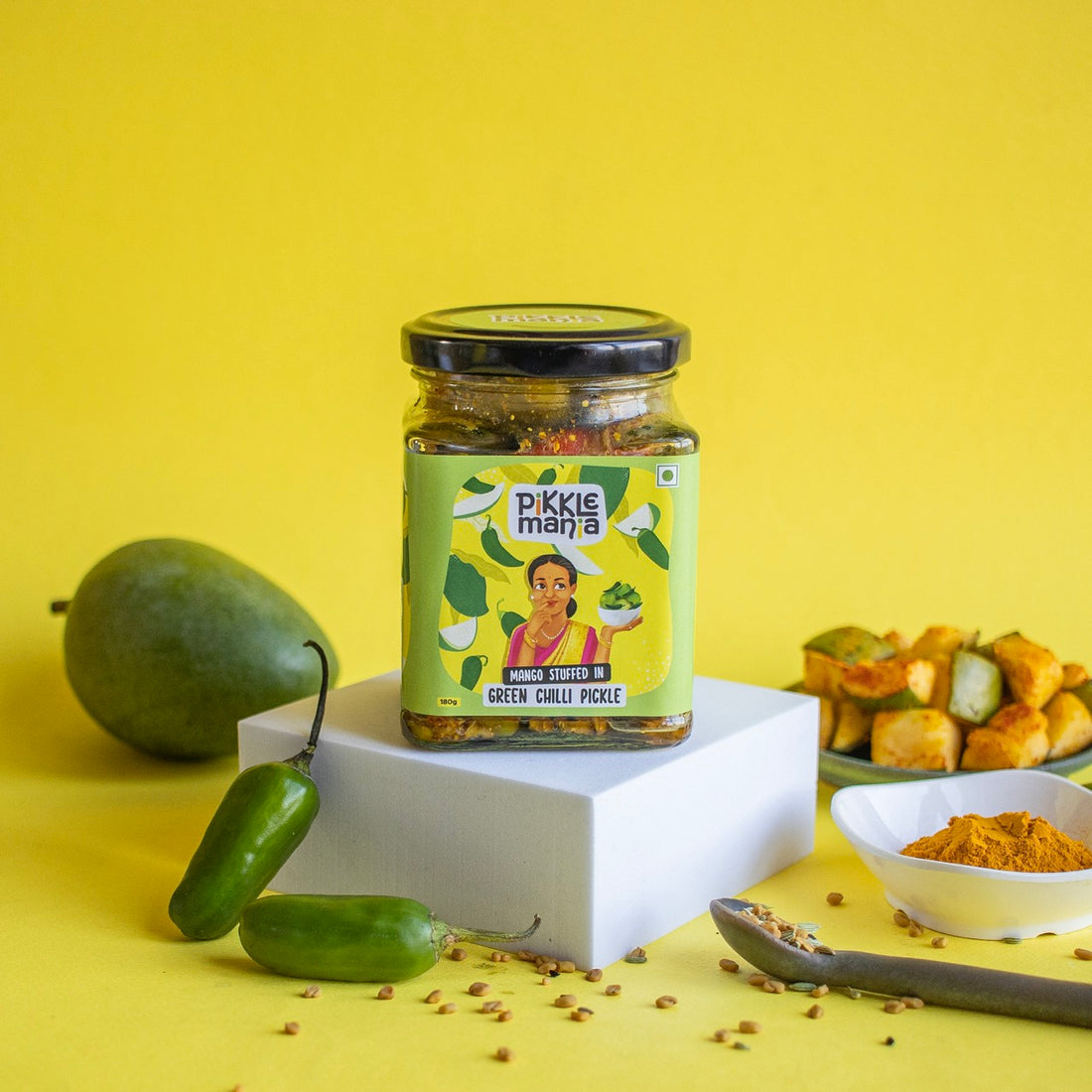 Mango stuffed in green Chilli Pickle – Pikklemania